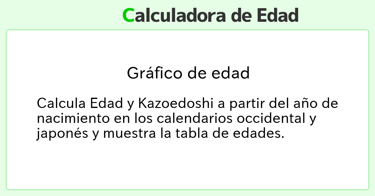 Gráfico de edad - Sitio de calculadora de edad